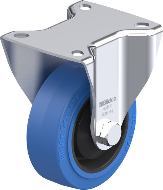 100mm Elastic Rubber Castor - Fixed Plate - 200kg Capacity – Wheelco