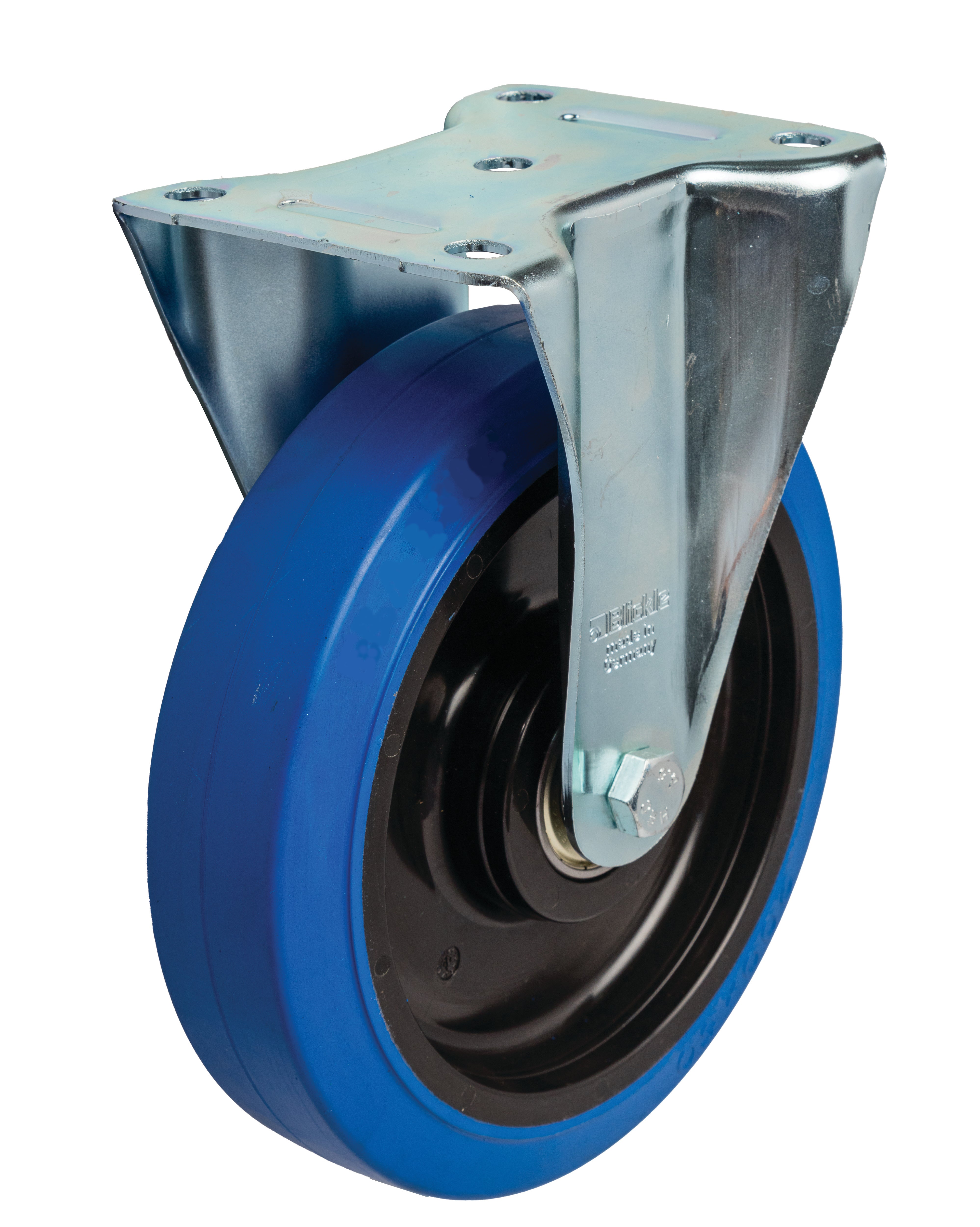 200mm Elastic Rubber Castor - Fixed Plate - 400kg Capacity – Wheelco