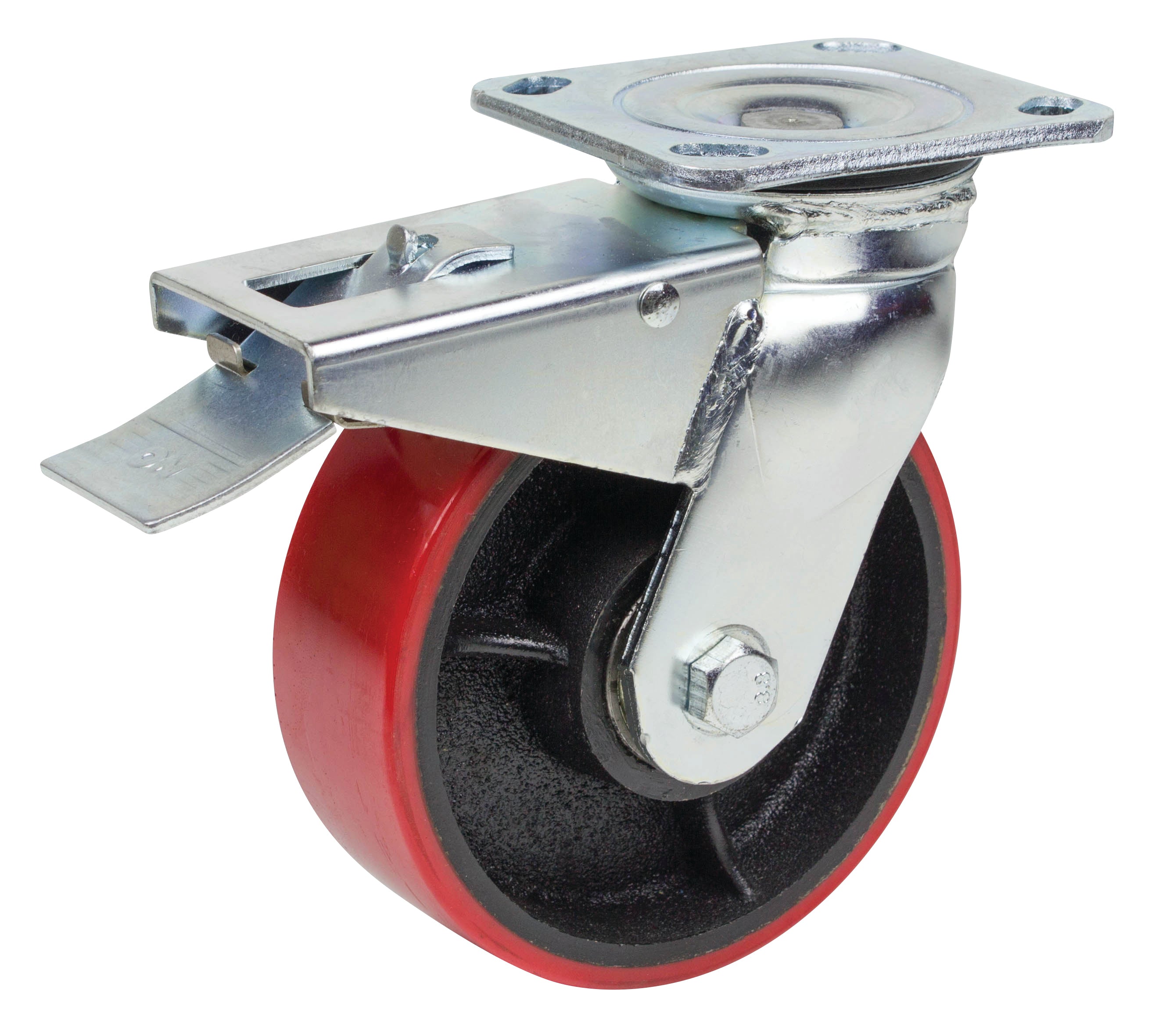 WXU - Swivel Plate & Brake 100mm Urethane Castor – Wheelco
