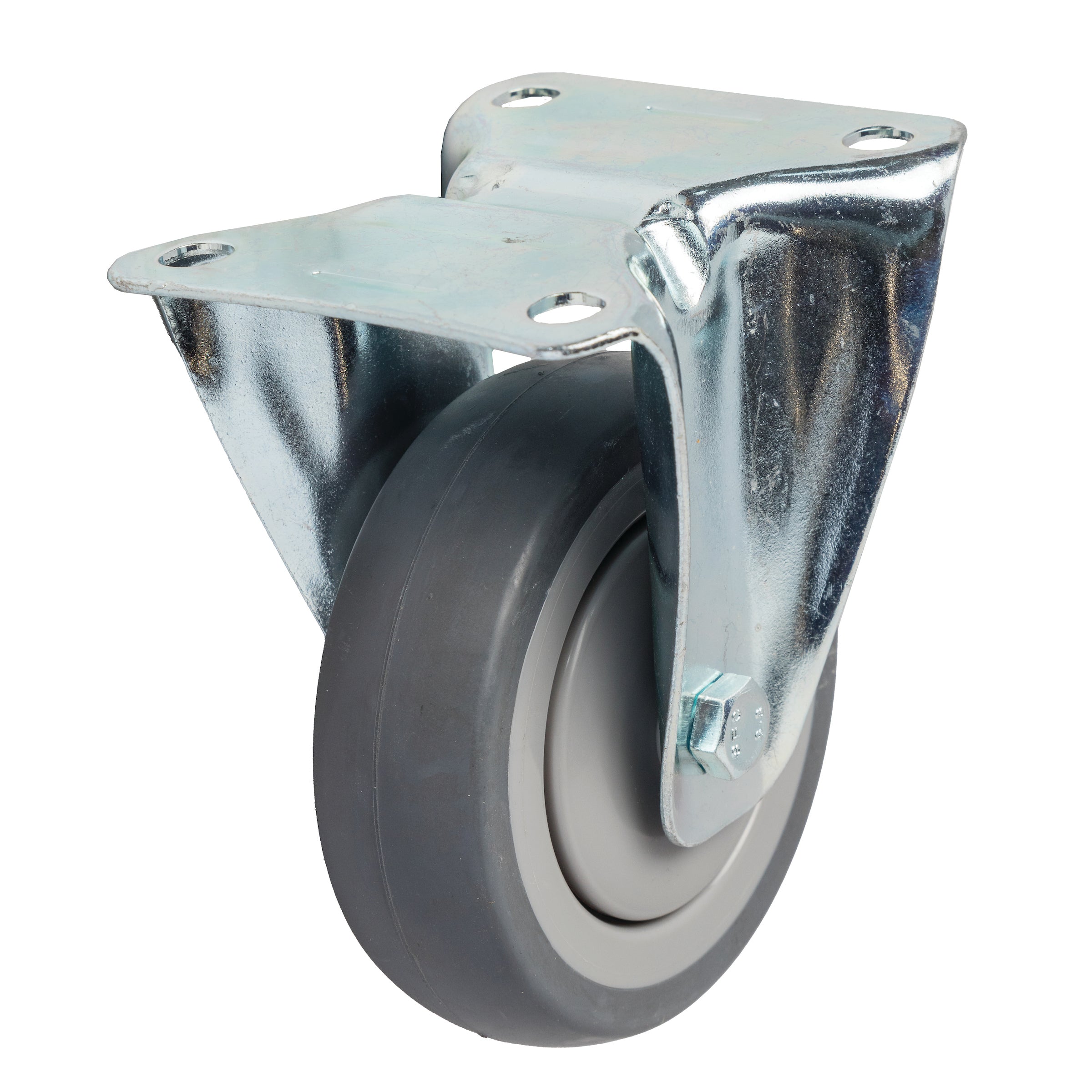 100mm Rubber Castor - Fixed Plate - 120kg Capacity – Wheelco