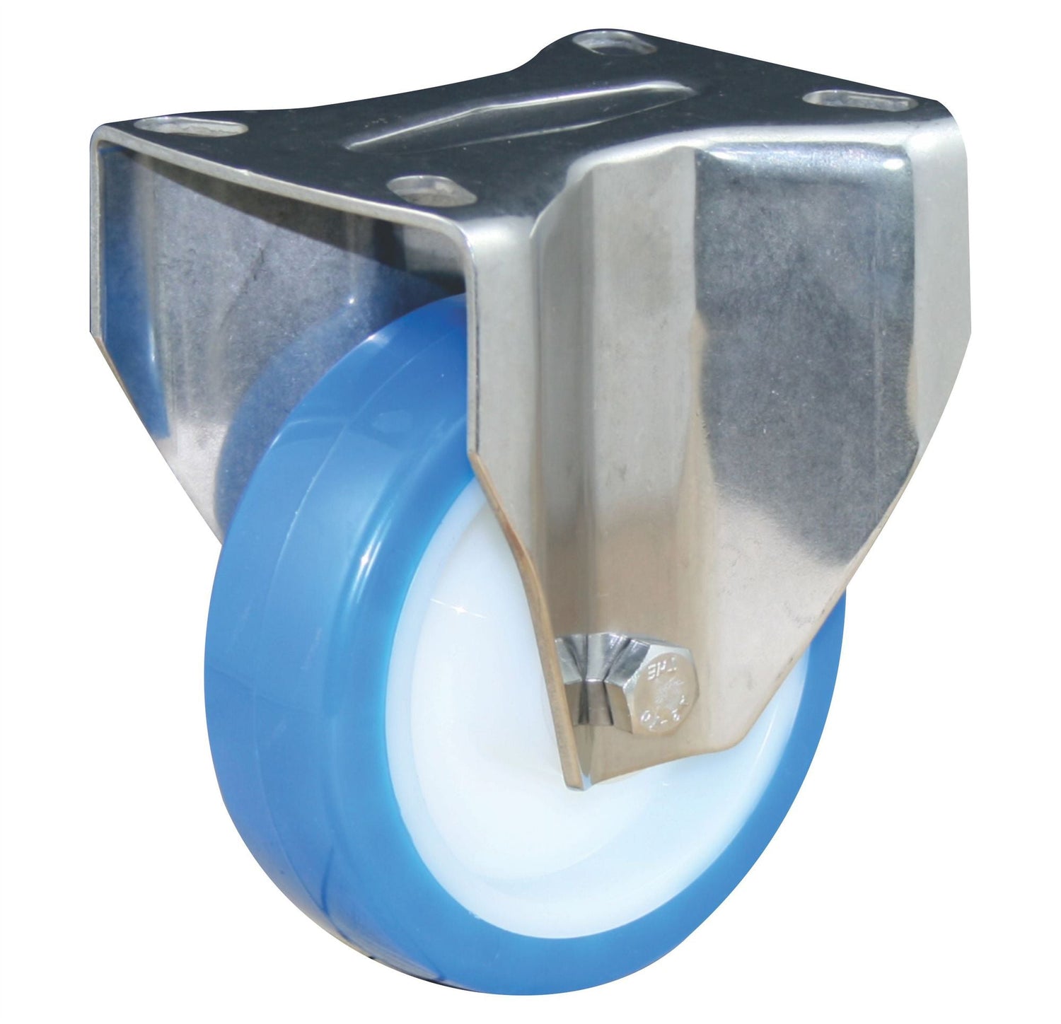 100mm Urethane Castor - Fixed Plate - 180kg - Stainless Steel – Wheelco