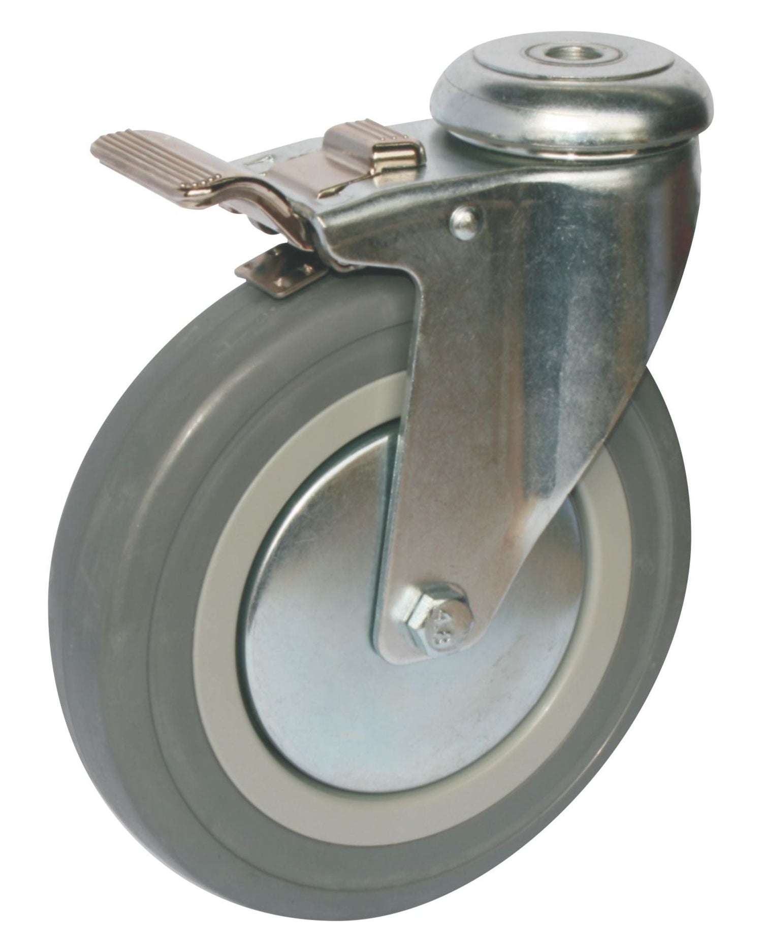 150mm Rubber Castor - Swivel Bolt Hole & Brake - 100kg Capacity – Wheelco