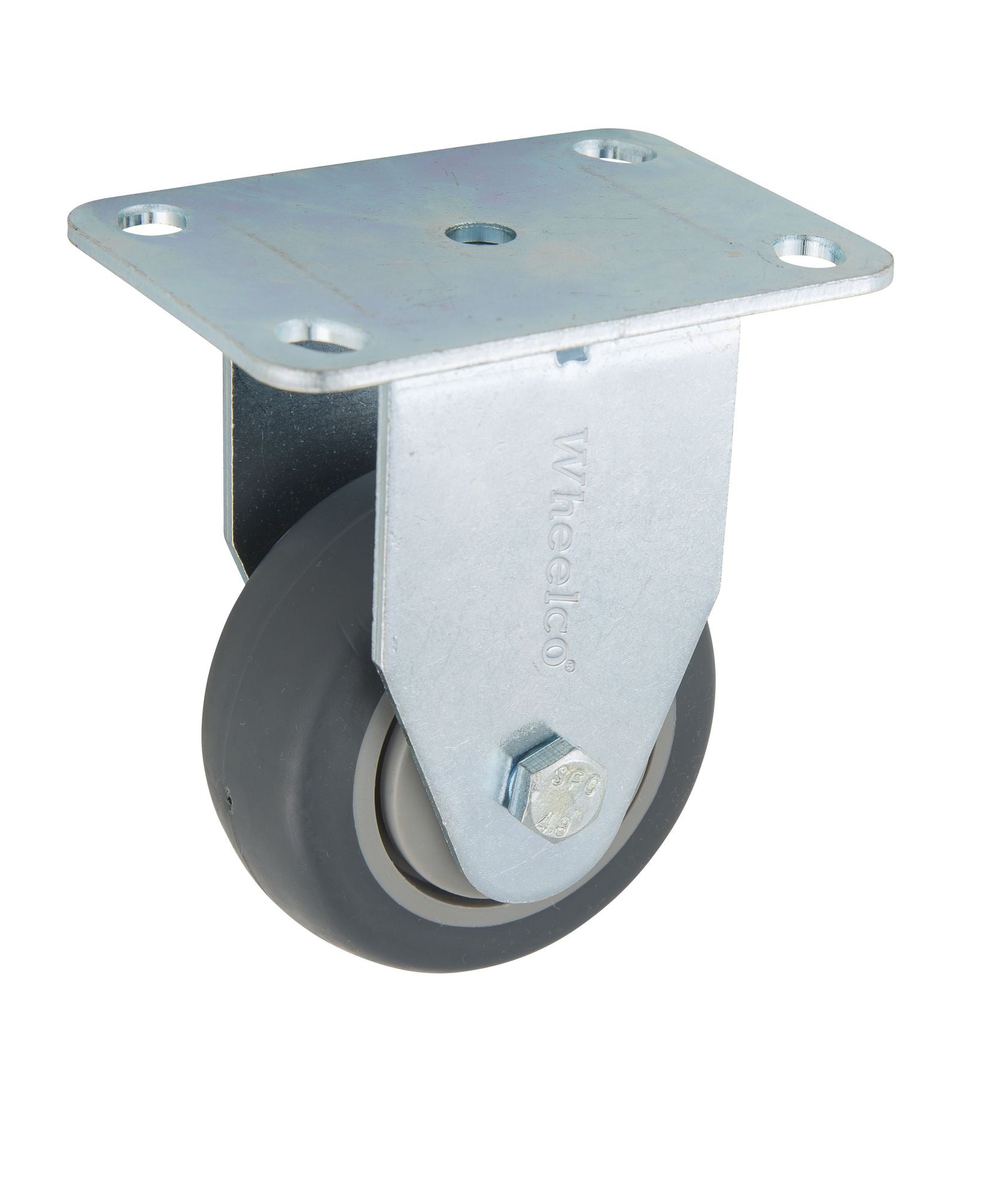 75mm Rubber Castor - Fixed Plate - 80kg Capacity – Wheelco