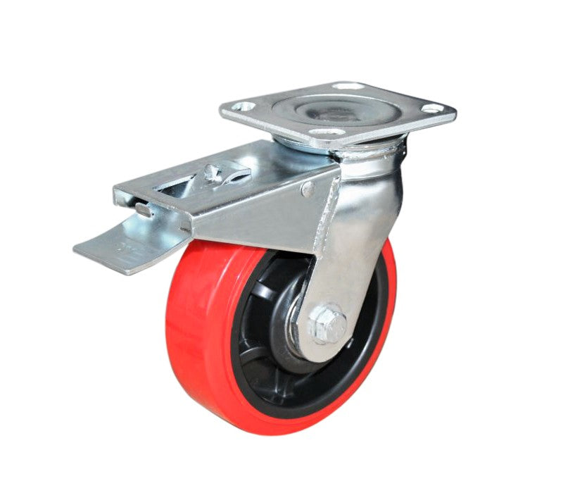 WXHU - Swivel Plate & Brake 100mm Urethane Castor – Wheelco