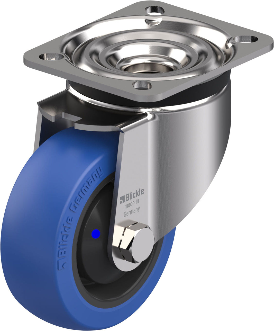 100mm Elastic Urethane Castor - Swivel Plate - 200kg - Stainless Steel ...