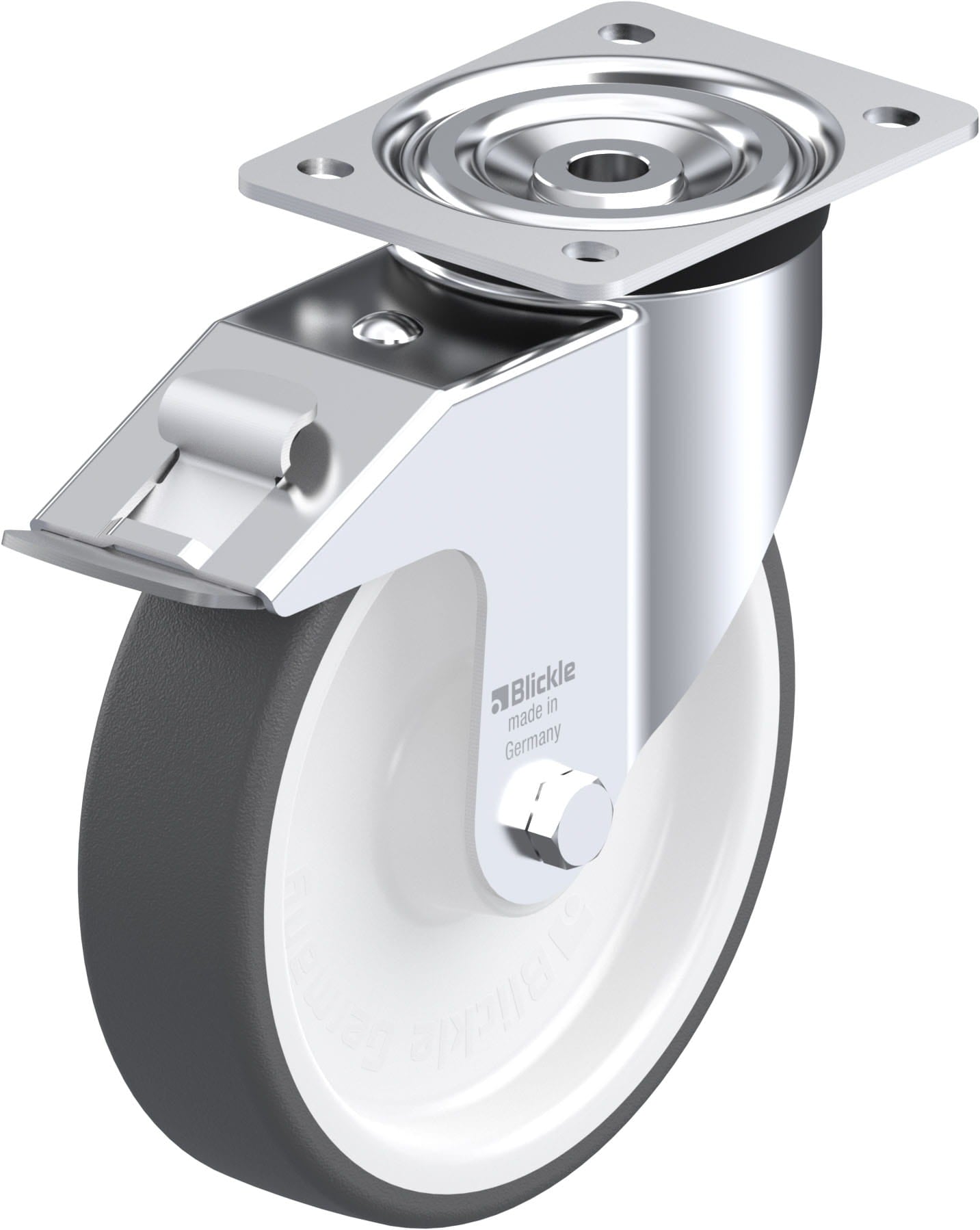 BHU - Swivel & Brake 200mm Grey Urethane Castor – Wheelco